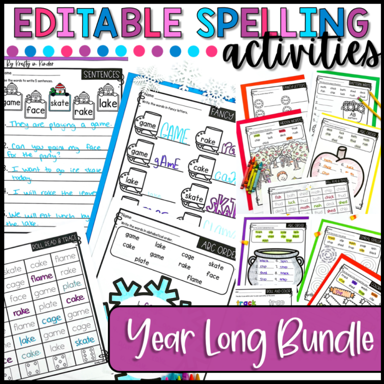 Editable Spelling Activities For The School Year - Krafty in Kinder