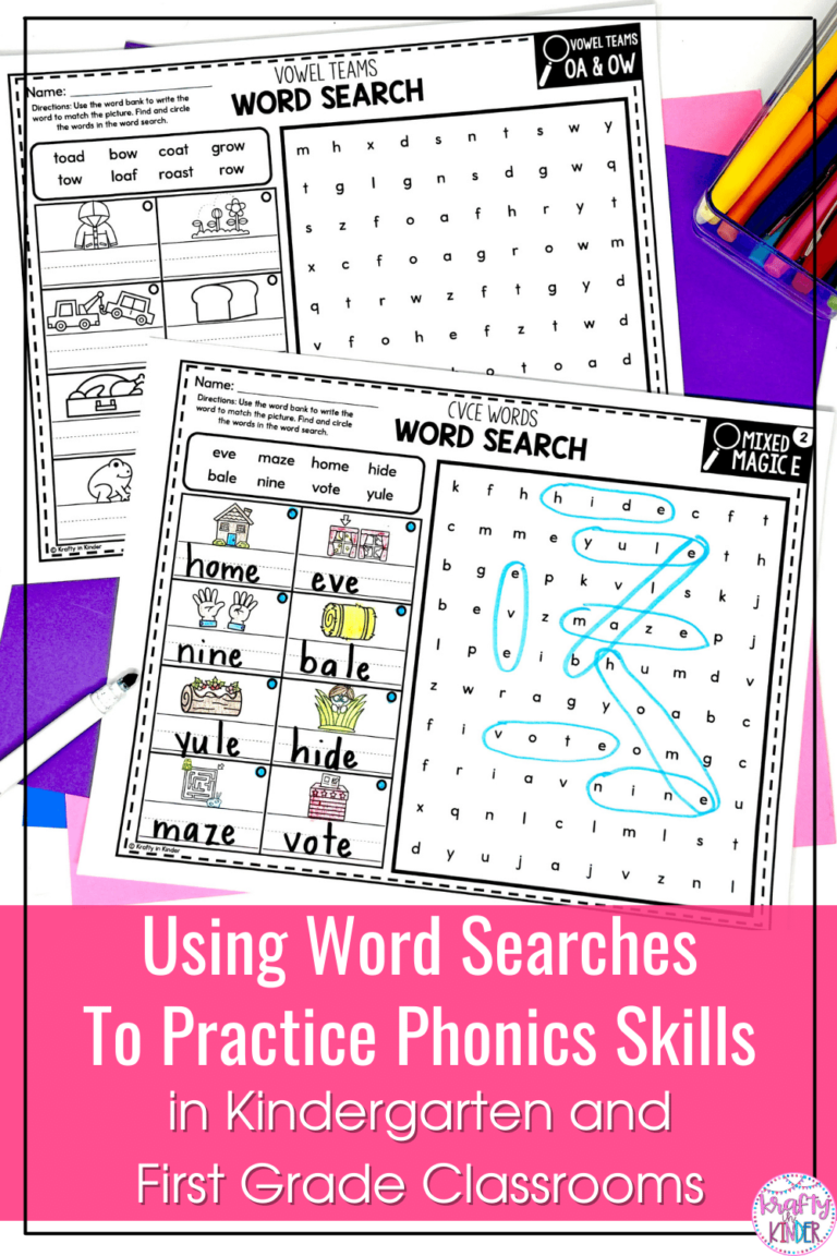 Using Word Searches to Practice Phonics Skills - Krafty in Kinder