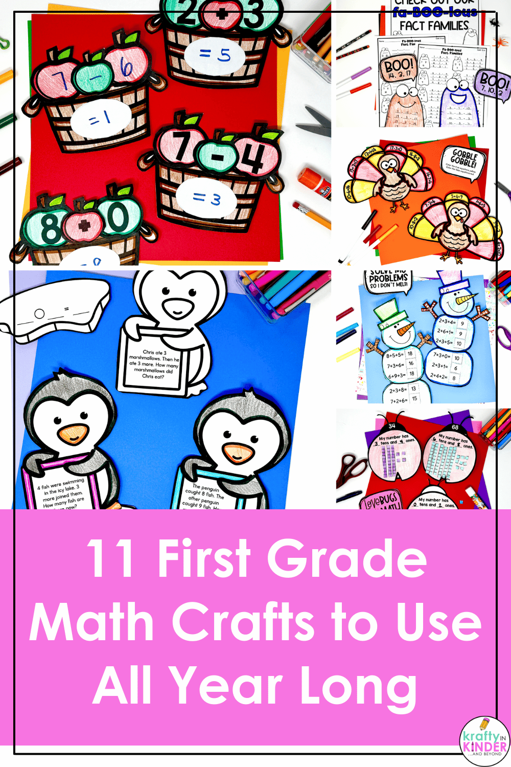 11 First Grade Math Crafts to Use All Year Long - Krafty in Kinder