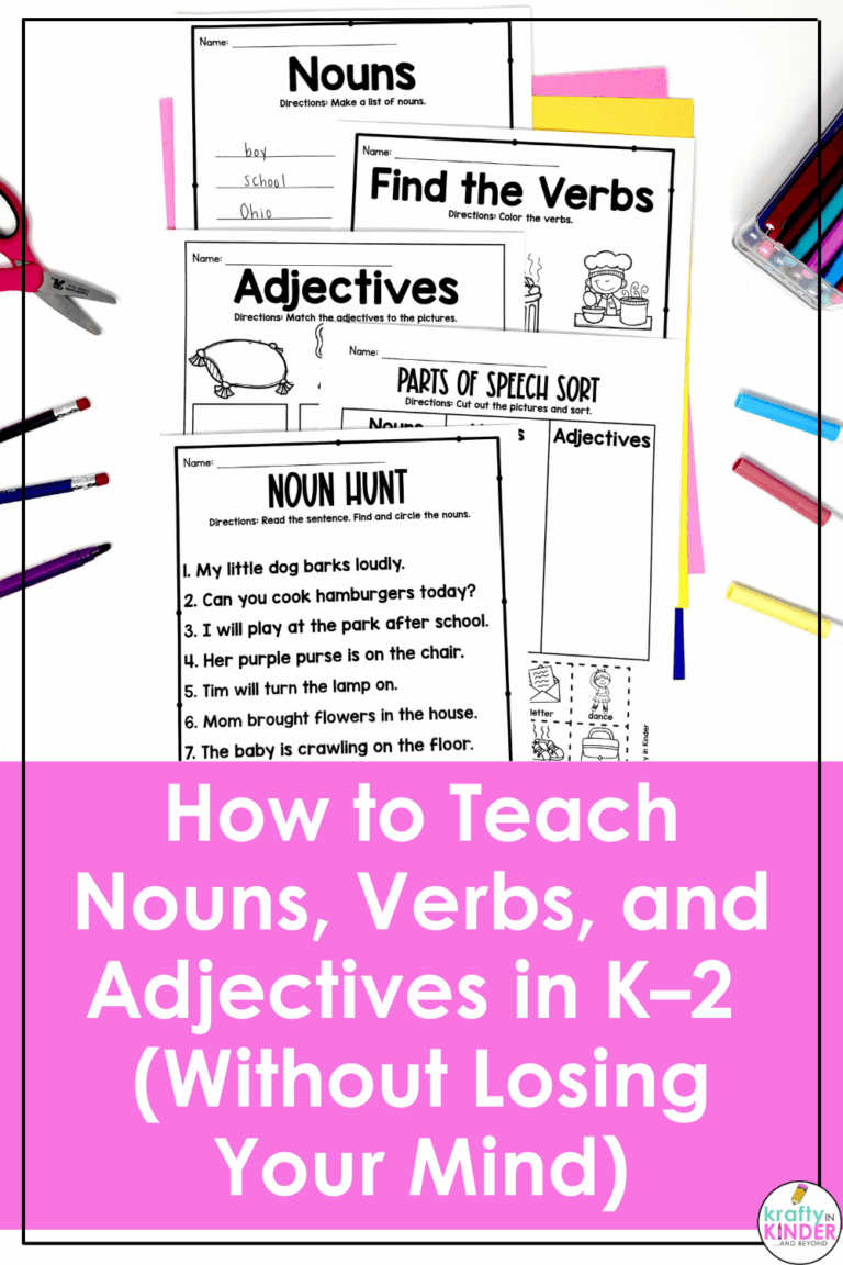 How to Teach Nouns, Verbs, and Adjectives in K-2 (Without Losing Your ...